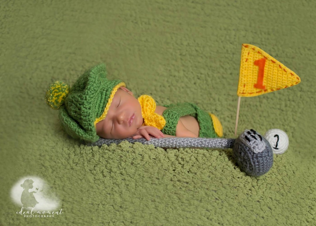 Baby Golf Outfit, Newborn Golf Hat, Gender Neutral Prop, Baby Shower ...