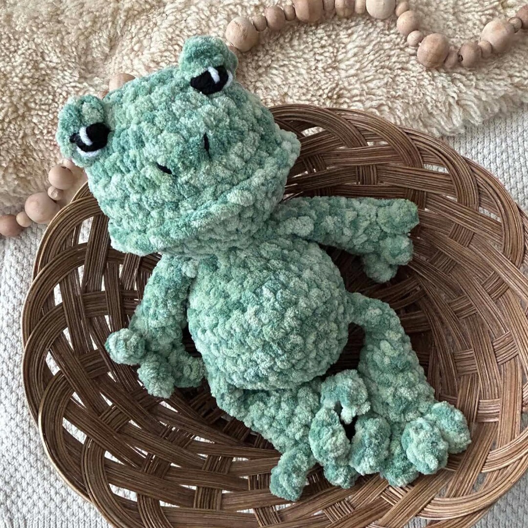 Handmade Plush Yarn Frog Plushie, Woodland Nursery Decor Frog, Easter ...