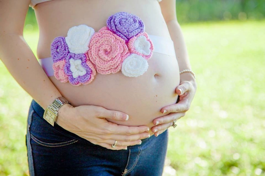 Maternity Sash/ Baby Girl Maternity Sash/ Crochet Flower Sash/maternity ...