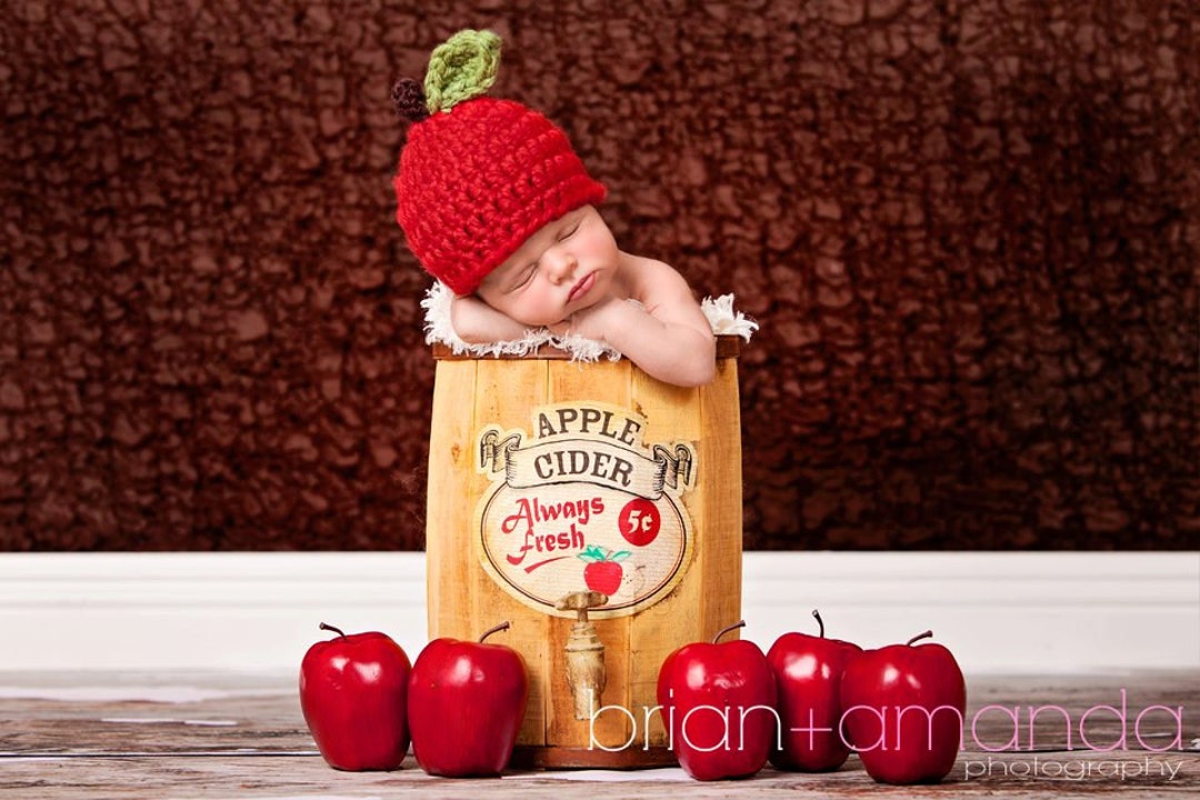 Baby Apple Hat/ Baby Girl Prop/ Baby Boy Prop/ Fall Baby Prop/ Newborn ...