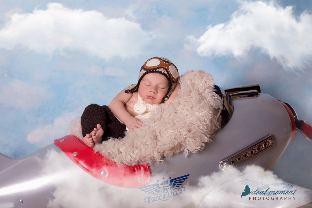 Newborn Aviator Set/ Baby Pilot Set/ Newborn Pilot Hat/ Crochet Aviator ...