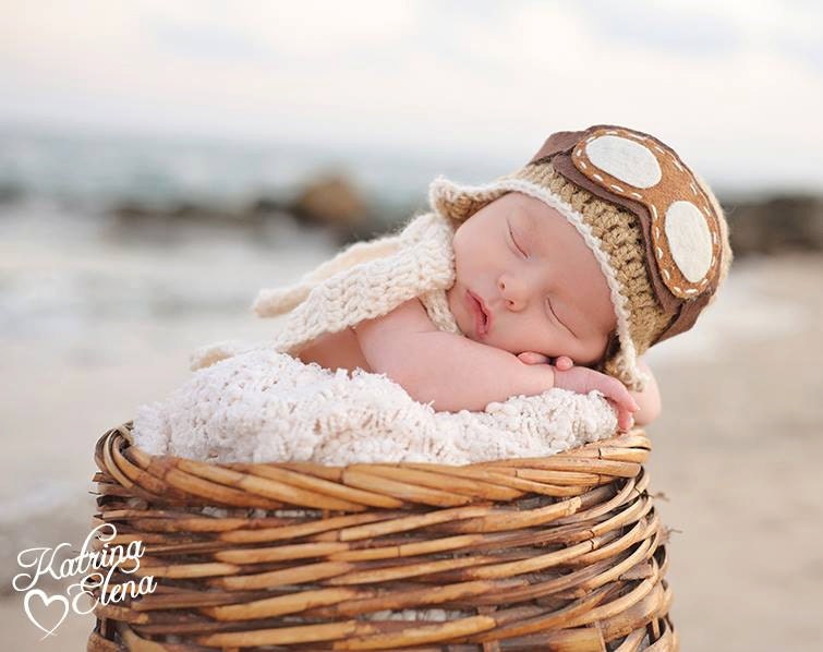 Baby Pilot Hat, Baby Aviator Hat, Gender Neutral Prop, Crochet Baby Hat ...