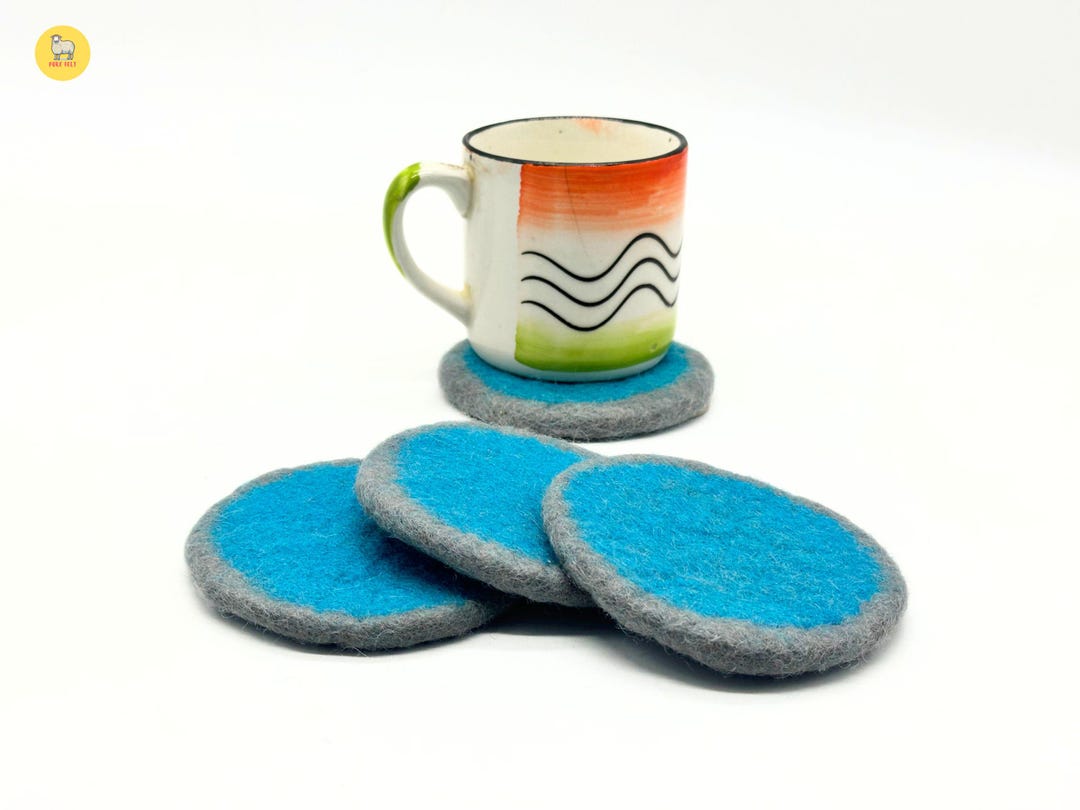 Handmade Wool Felt Coaster Set: Heat-resistant Trivets, Nepal - Etsy