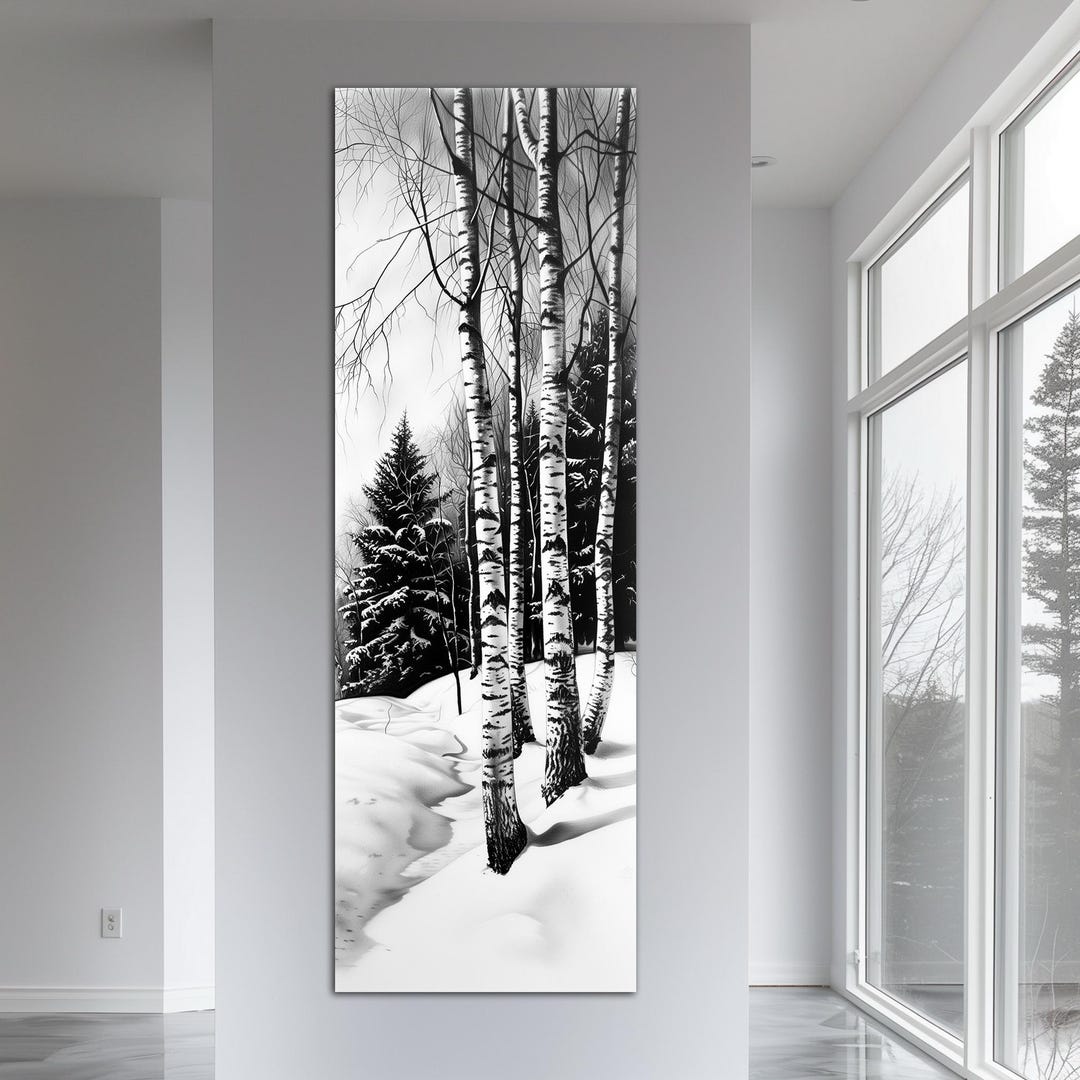 Birch Trees Canvas Wall Art Print Living Room Decor Black and White ...