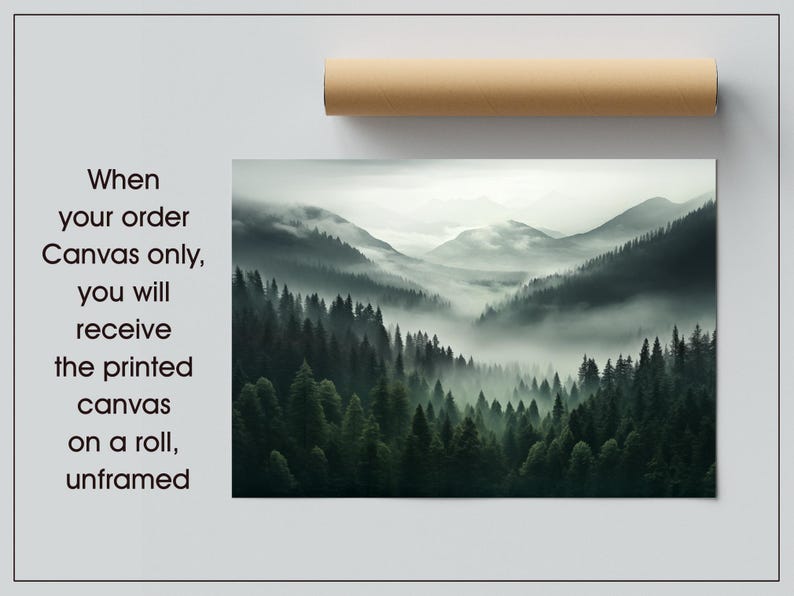 Foggy Mountain Forest Canvas Wall Art: Cottagecore Decor Nature ...