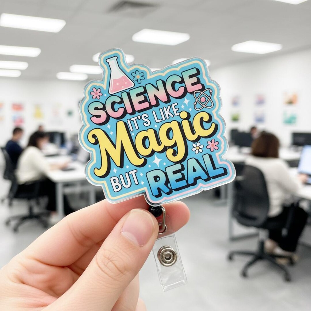 Science Badge Reel Science is Like Magic but Real, Cute Science ID ...