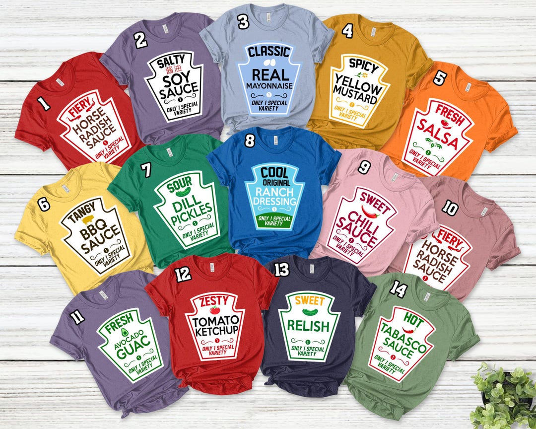 Group Condiments Shirt, Matching Condiment Costume Shirt, Ketchup and ...