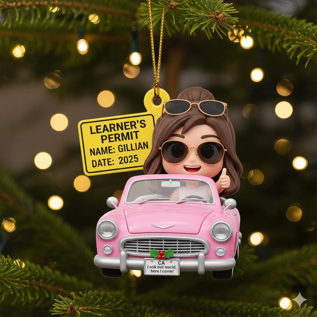 Personalized Male or Female Driver Learner's Permit Christmas Ornament ...
