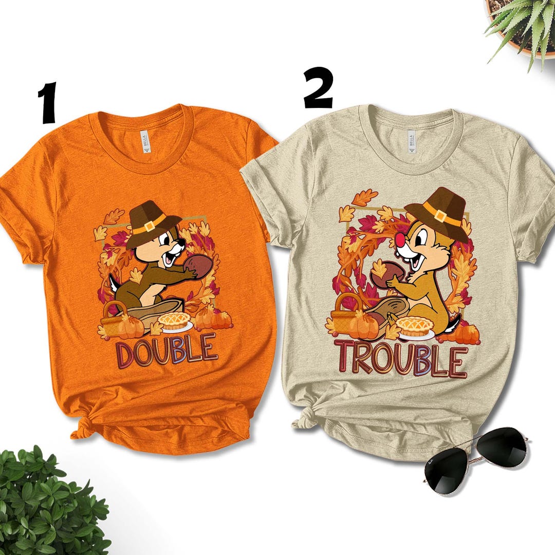 Chip and Dale Double Trouble Disney Thanksgiving Shirt, Disney Couple ...