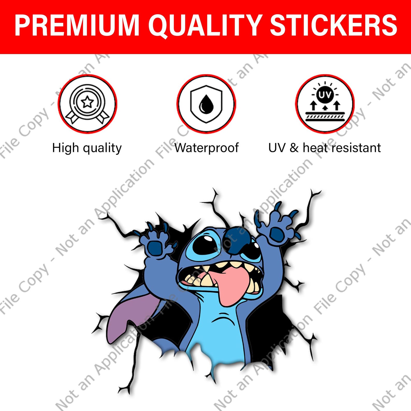 Funny Stitch Cracked Peeker Peeking Car Window Decals - Bumper ...