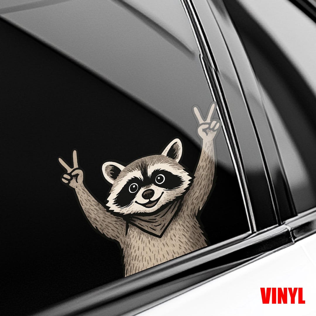 Raccoon Rock Sign Meme Peeker Peeking Car Window Decals - Bumper Vinyl ...