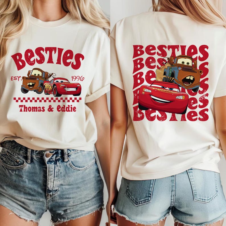 Lightning Mcqueen and Tow Mater Besties Shirt, Disney Cars Custom Best ...