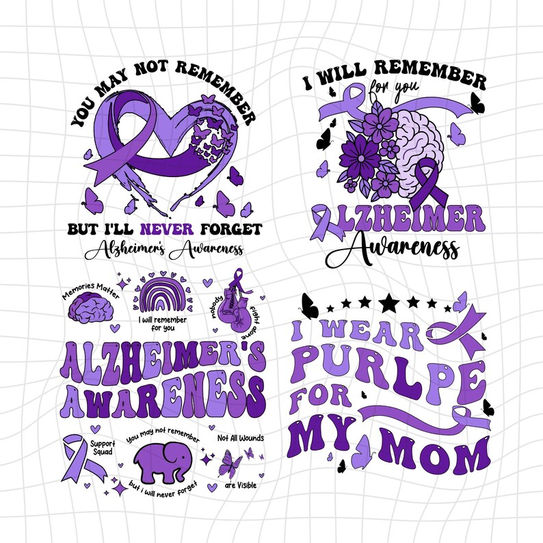 Alzheimers Flower PNG Bundle Design, Family Support, Alzheimer Gifts ...
