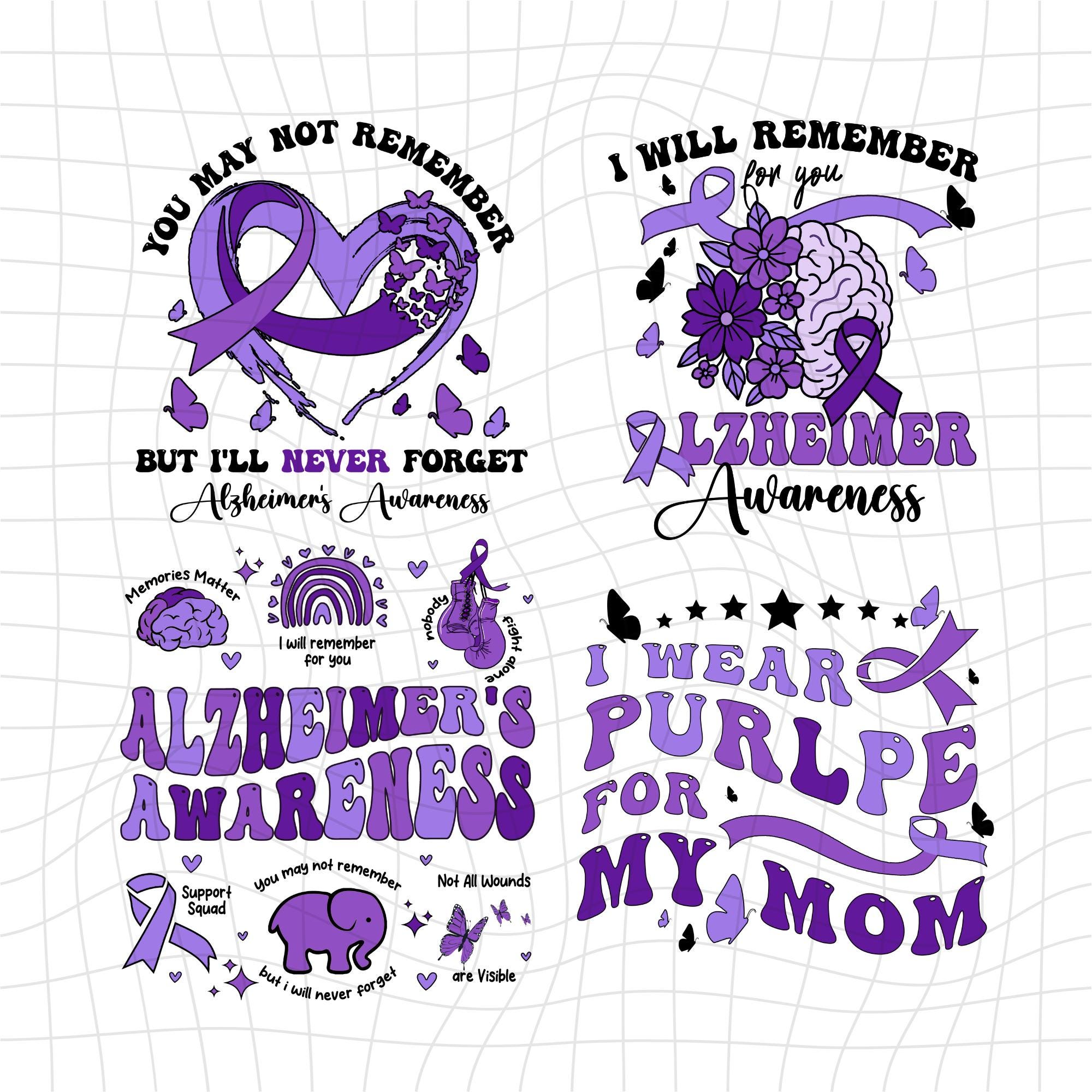 Alzheimers Flower PNG Bundle Design, Family Support, Alzheimer Gifts ...
