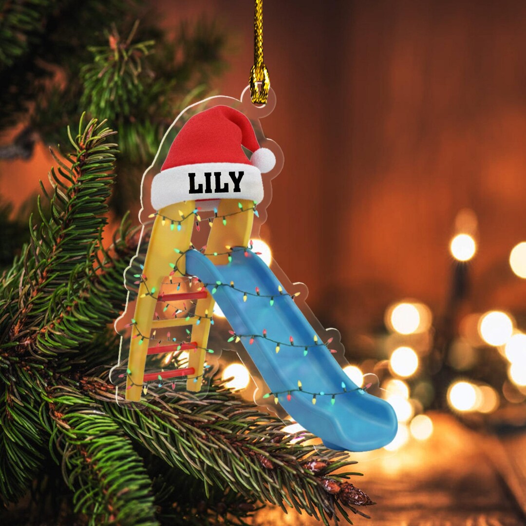 Personalized Child Slide Christmas Tree Ornament, Fun Playset Holiday ...