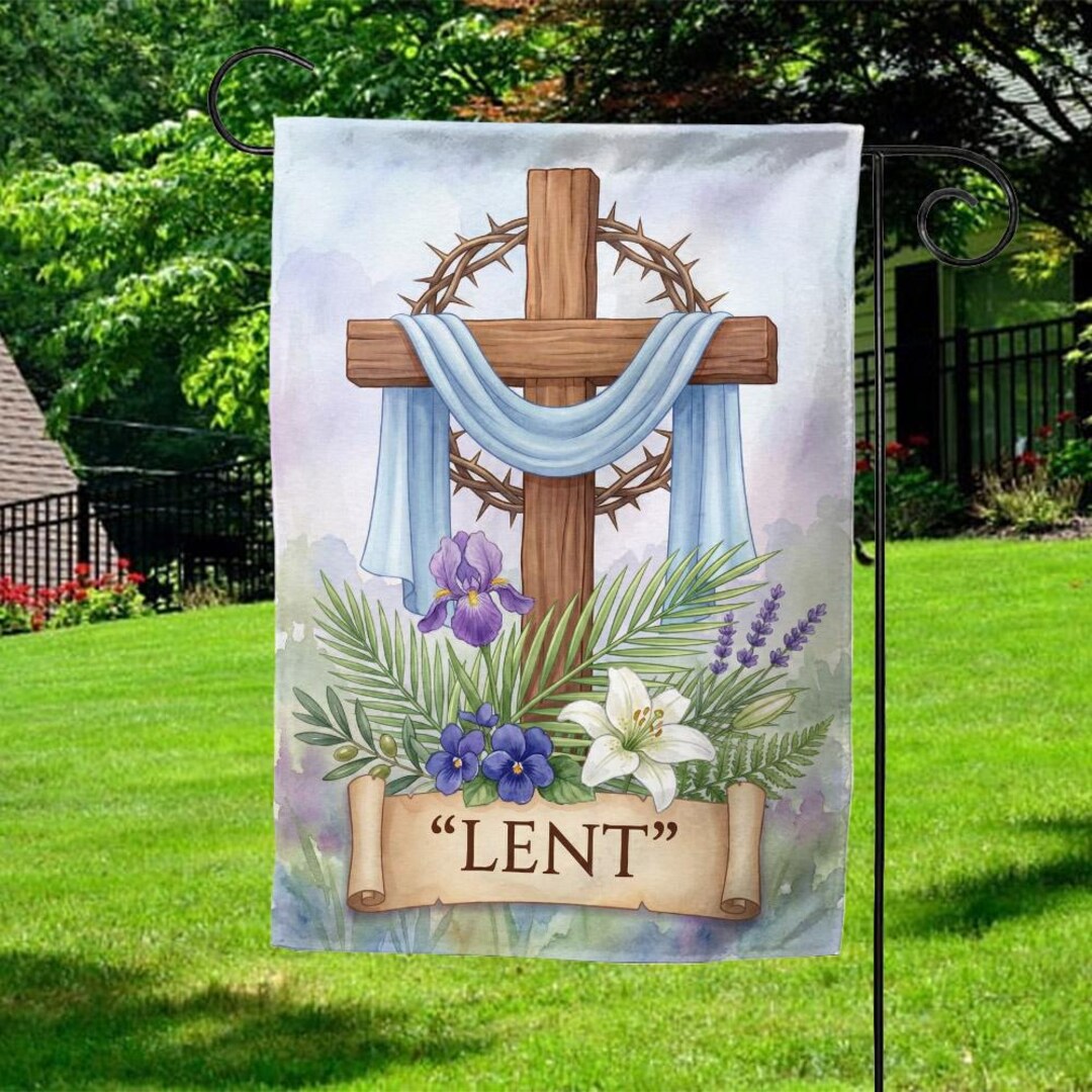 Lent House Banner Garden Flags, Catholic Lenten Banners, Ash Wednesday ...