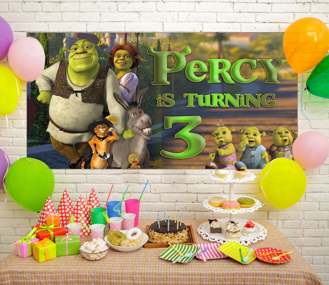 Birthday Backdrop Shrek Theme, Shrek Birthday Backdrop, Shrek Party ...