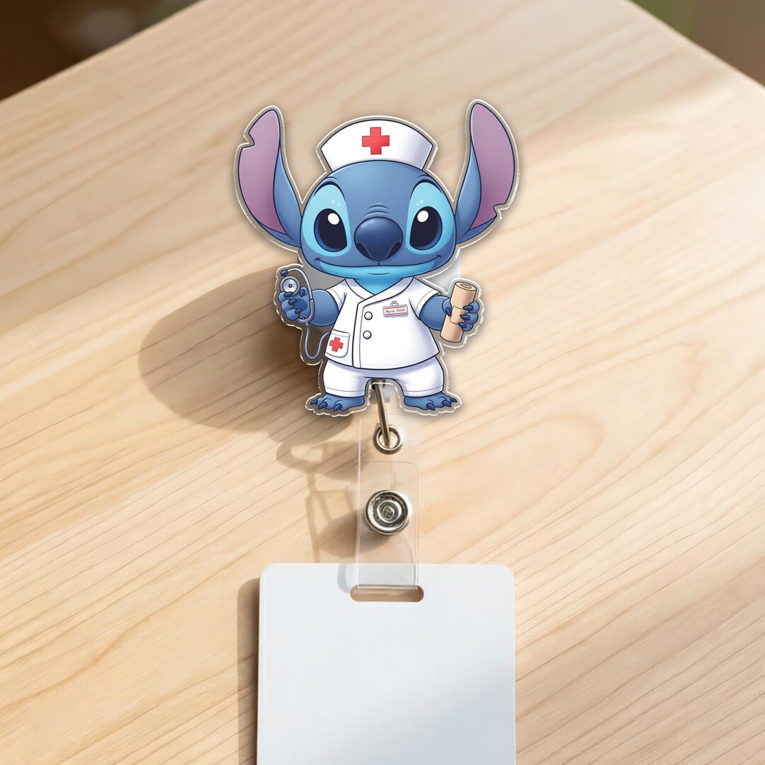 Stitch Nurse Badge Reel, Cute Disney ID Holder, Retractable Badge Clip ...