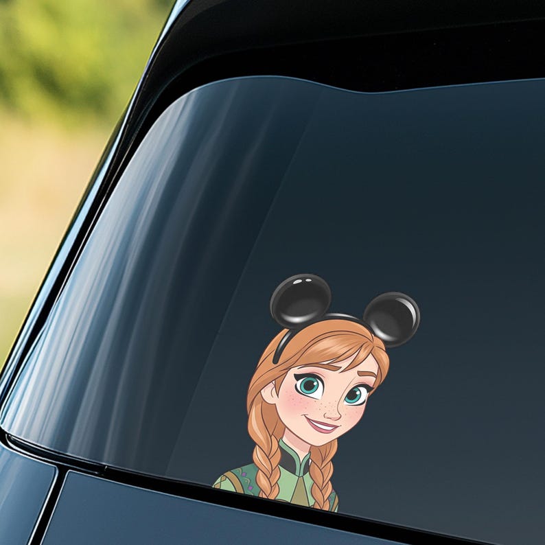Anna & Elsa Disney Ears Peeker Peeking Car Window Decals - Bumper ...