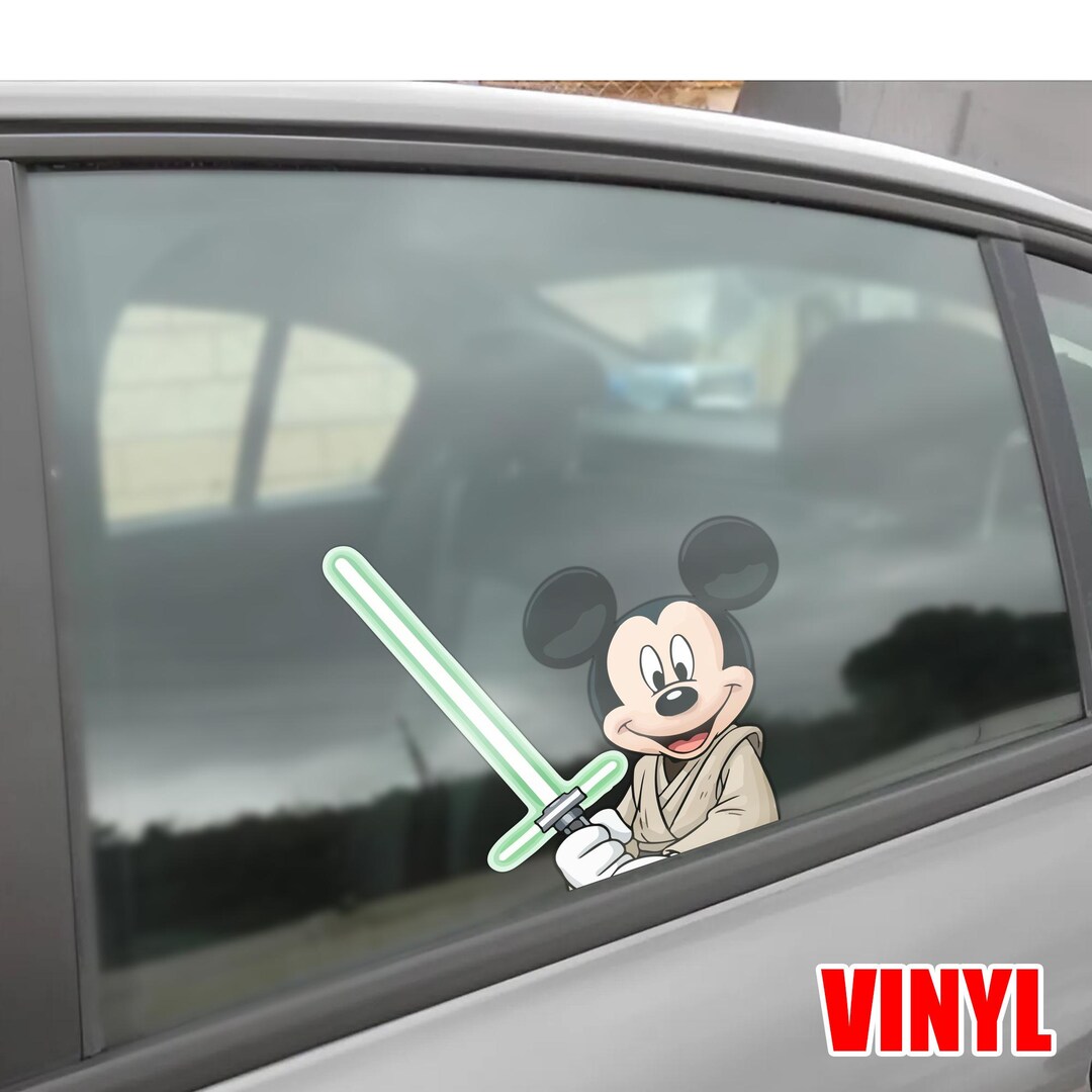 Mickey Mouse Jedi Peeker Peeking Car Window Decals - Bumper Waterproof ...