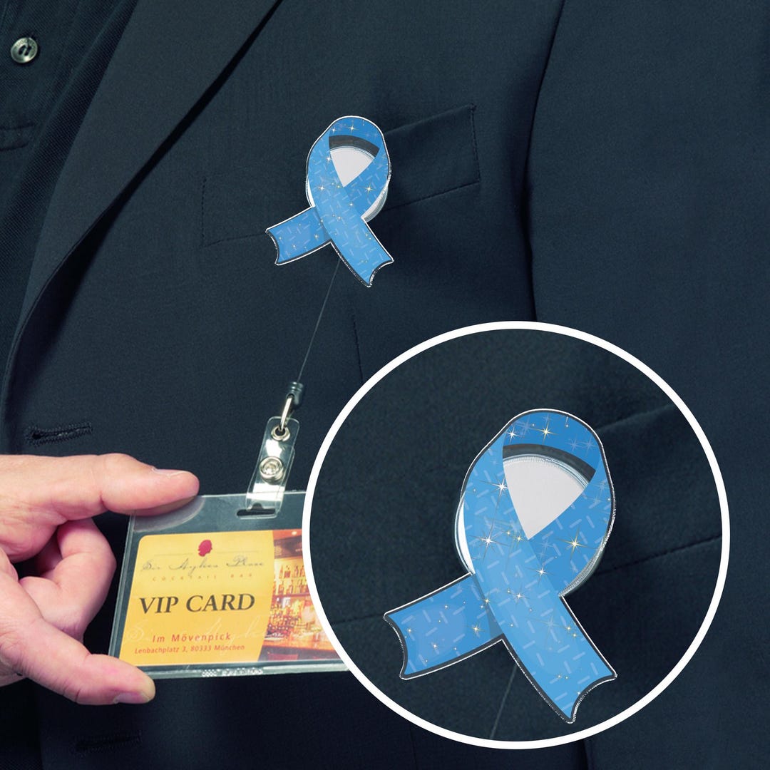 Colon Cancer Awareness Badge Reel, Blue Ribbon ID Badge Holder, Nurse ...