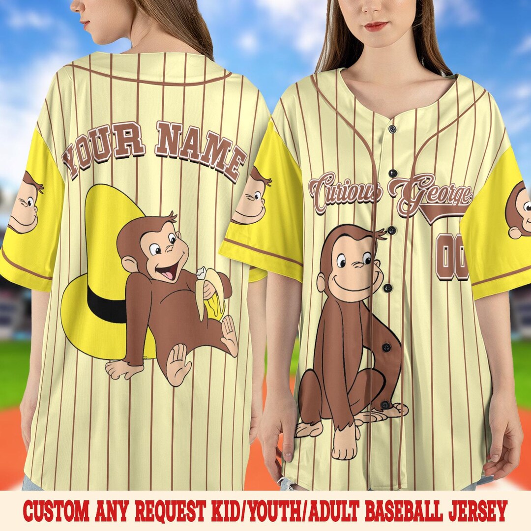 Curious George Birthday Baseball Jersey/curious George Baseball Shirt ...