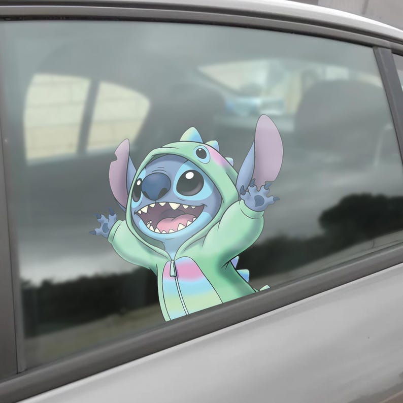 Cute Hawaiian Stitch Peeker Peeking Car Window Decals - Tropical Bumper ...