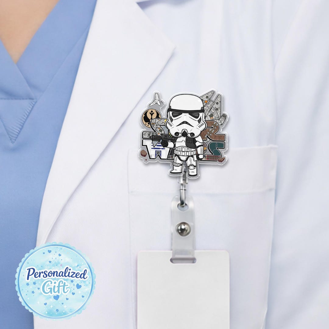Sci Fi Badge Reel, Cute Space Character Badge Holder, Galaxy Nurse ...