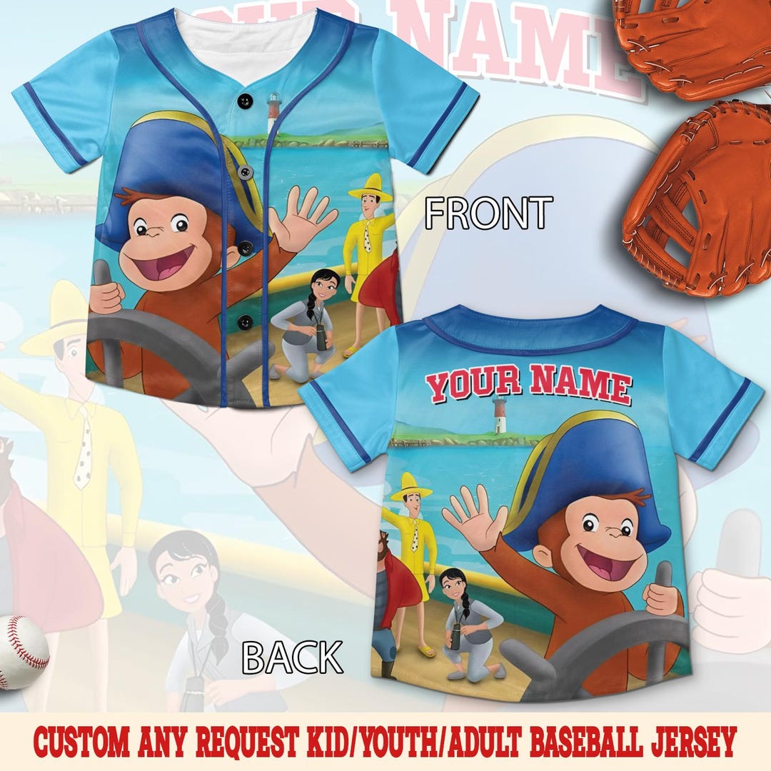 Curious George Costume Baseball Jersey/curious George Baseball Shirt ...