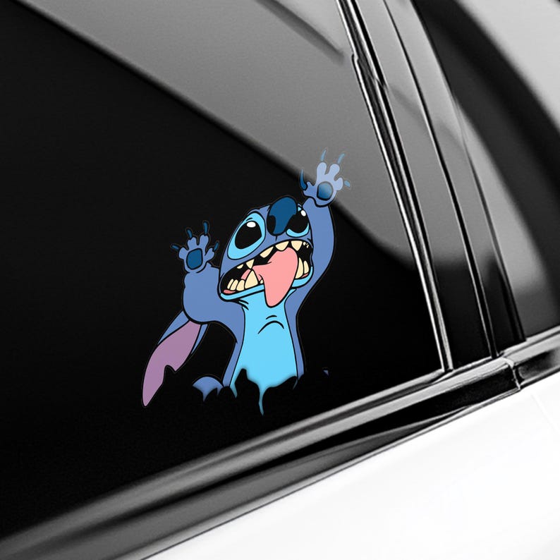 Funny Stitch Cracked Peeker Peeking Car Window Decals - Bumper ...