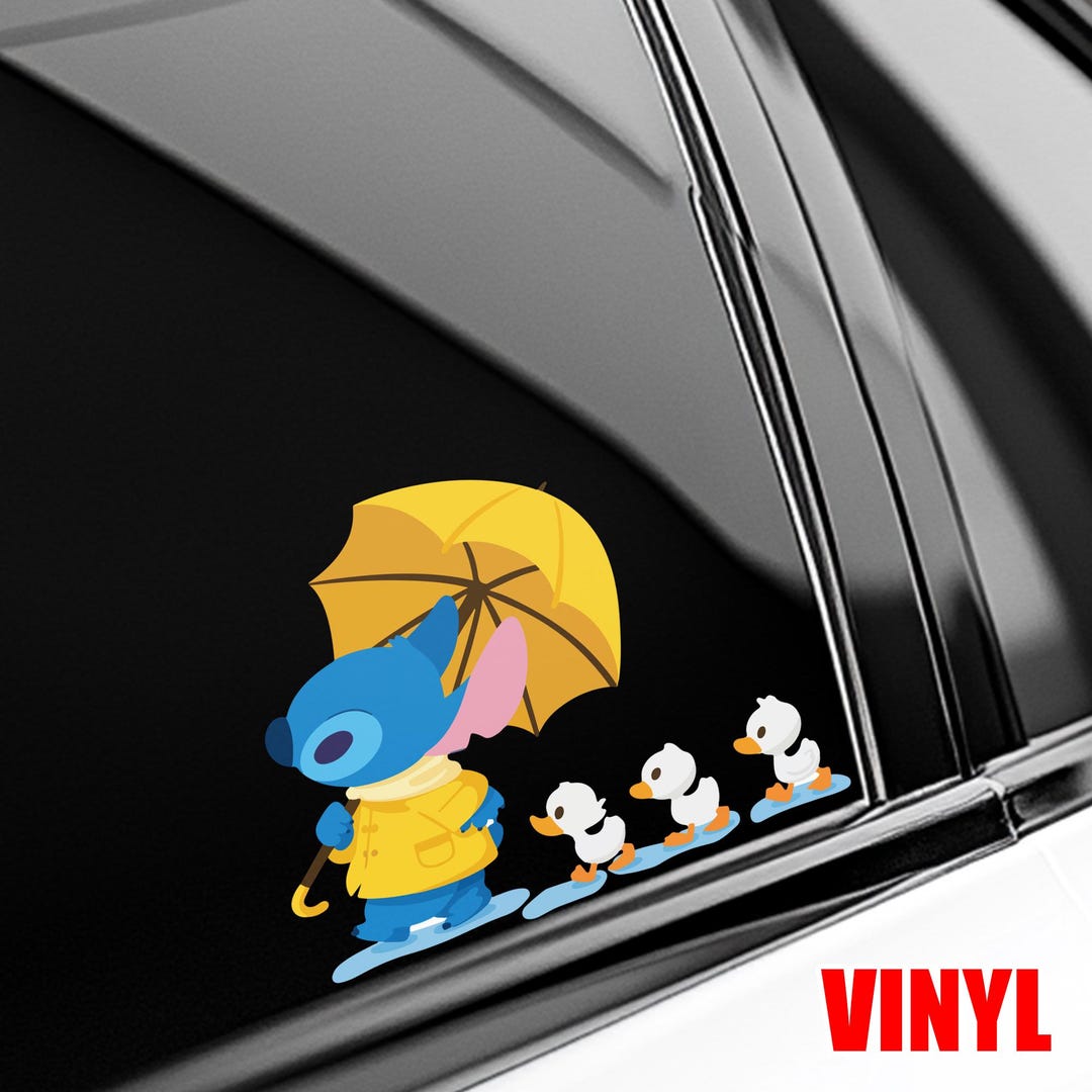 Stitch With Ducklings Disney Peeker Peeking Car Window Decals - Bumper ...