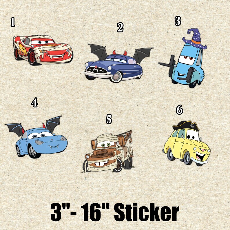 Retro Cars Movie Characters Halloween Peeker Peeking Car Window Decals ...