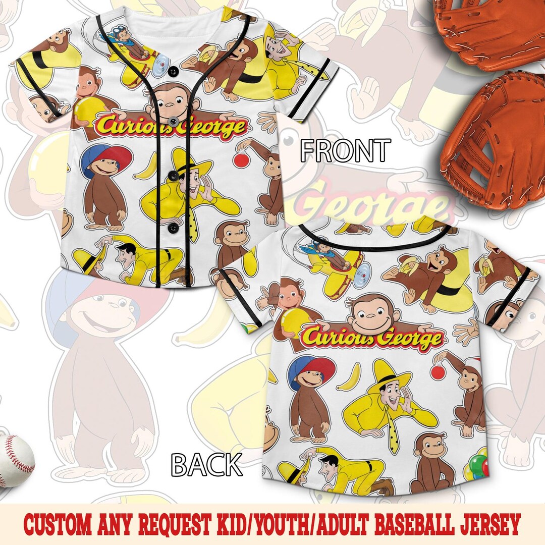 Curious George Birthday Baseball Jersey/curious George Baseball Shirt ...