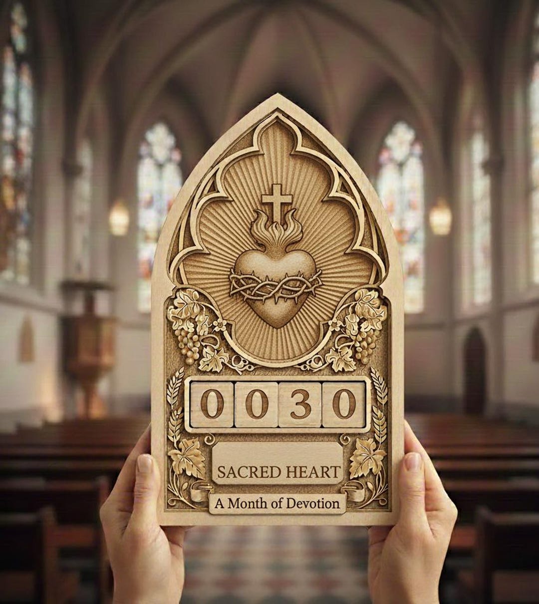 Sacred Heart Days Tracker Sign, Catholic Prayer Countdown, Jesus ...