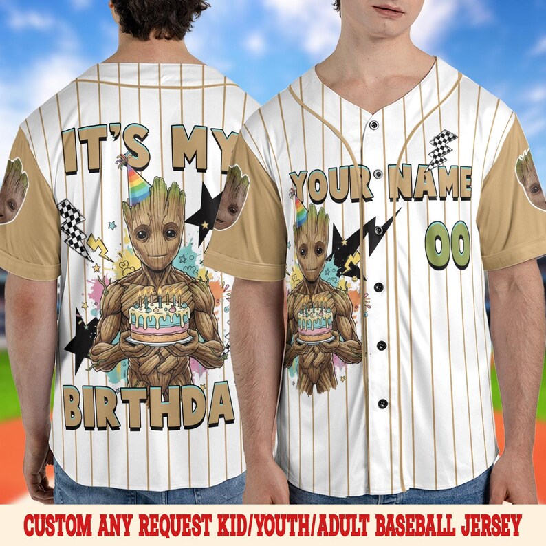 Personalized Cute Groot Birthday Baseball Jersey, Custom Groot ...