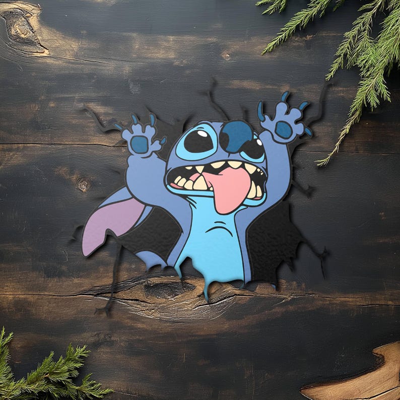 Funny Stitch Cracked Peeker Peeking Car Window Decals - Bumper ...