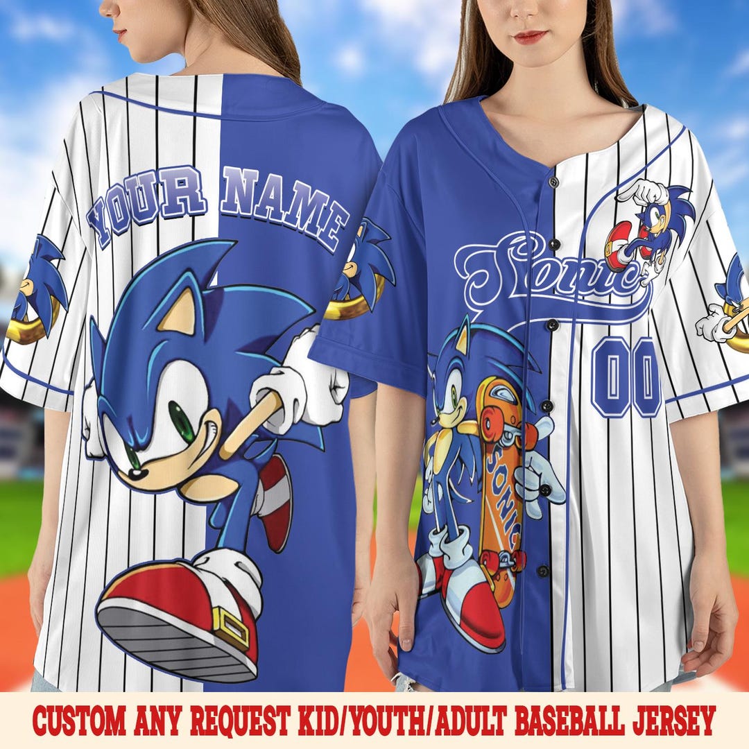 Custom Sonic the Hedgehog Baseball Jersey, Personalized Number & Name ...