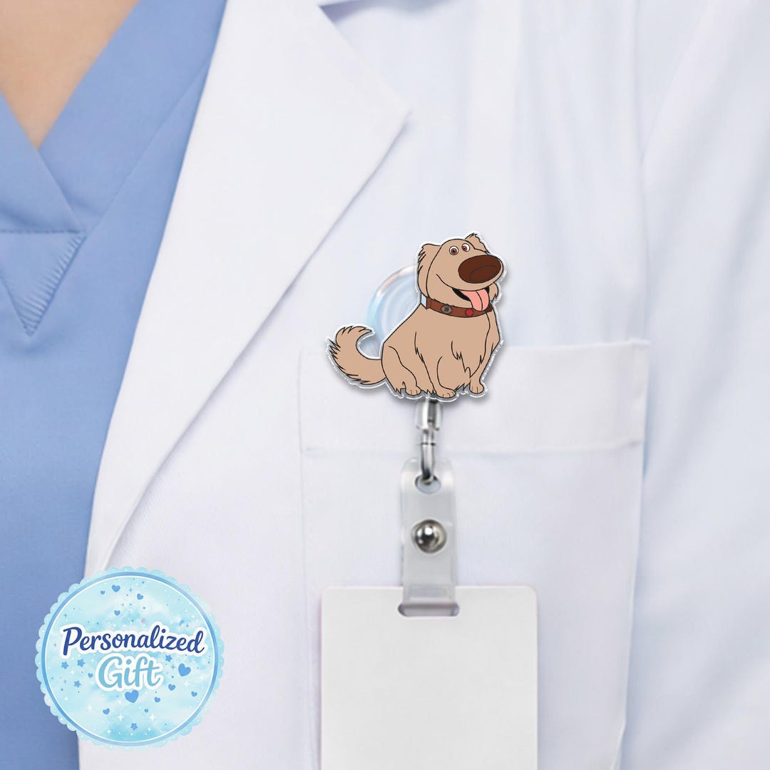 Up Badge Reel, Carl Russell Dug Kevin Retractable ID Holder Nurse Gift ...