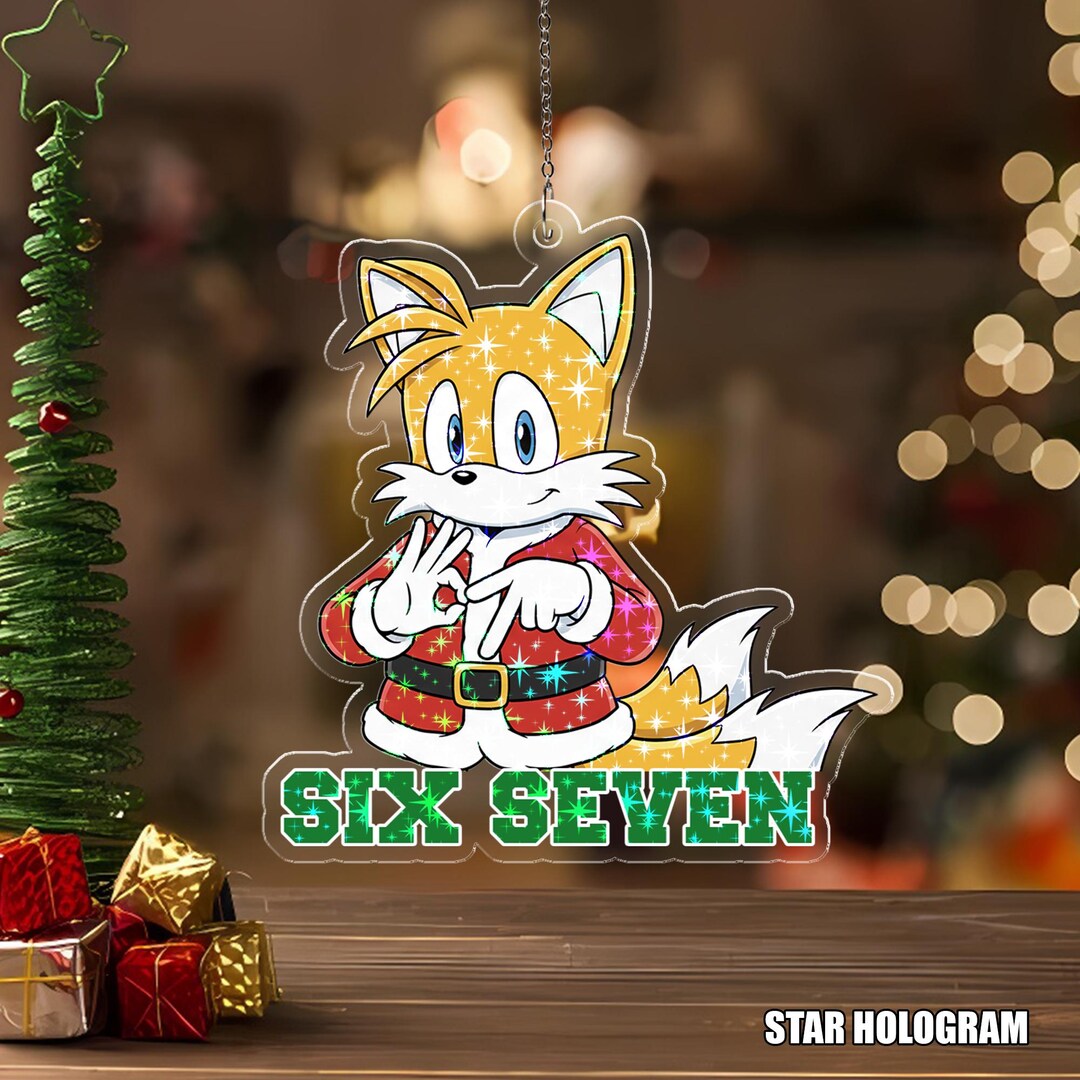 Sonic the Hedgehog Christmas Six Seven Hands Hologram Ornament, 67 ...