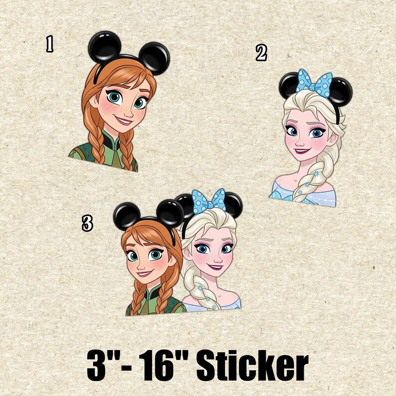 Anna & Elsa Disney Ears Peeker Peeking Car Window Decals - Bumper ...