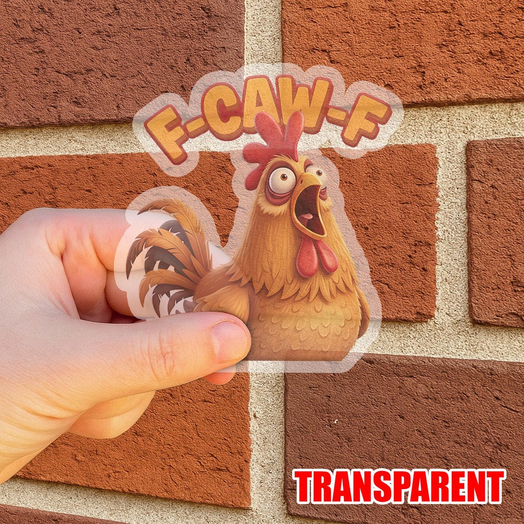 Funny Screaming Chicken Sticker – F Caw F Meme Sticker – Chicken Humor ...