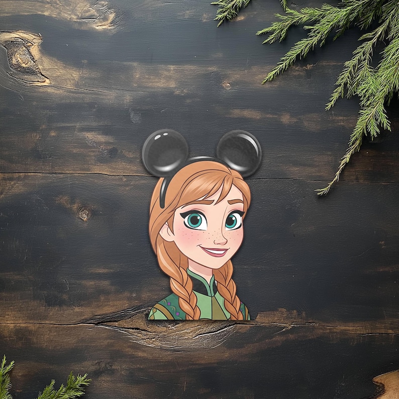 Anna & Elsa Disney Ears Peeker Peeking Car Window Decals - Bumper ...