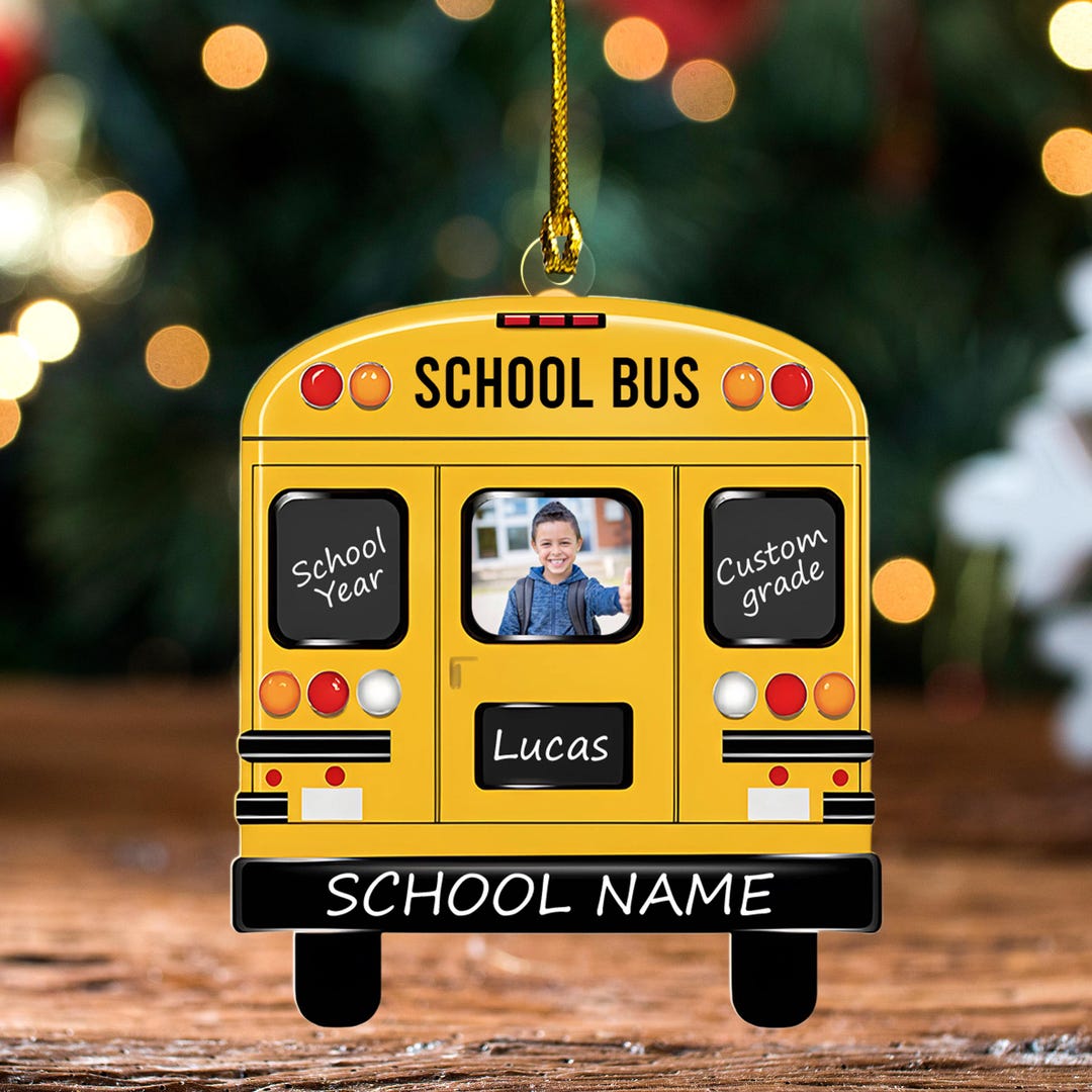 Personalized School Bus Picture Frame Grades Ornament, Prek ...