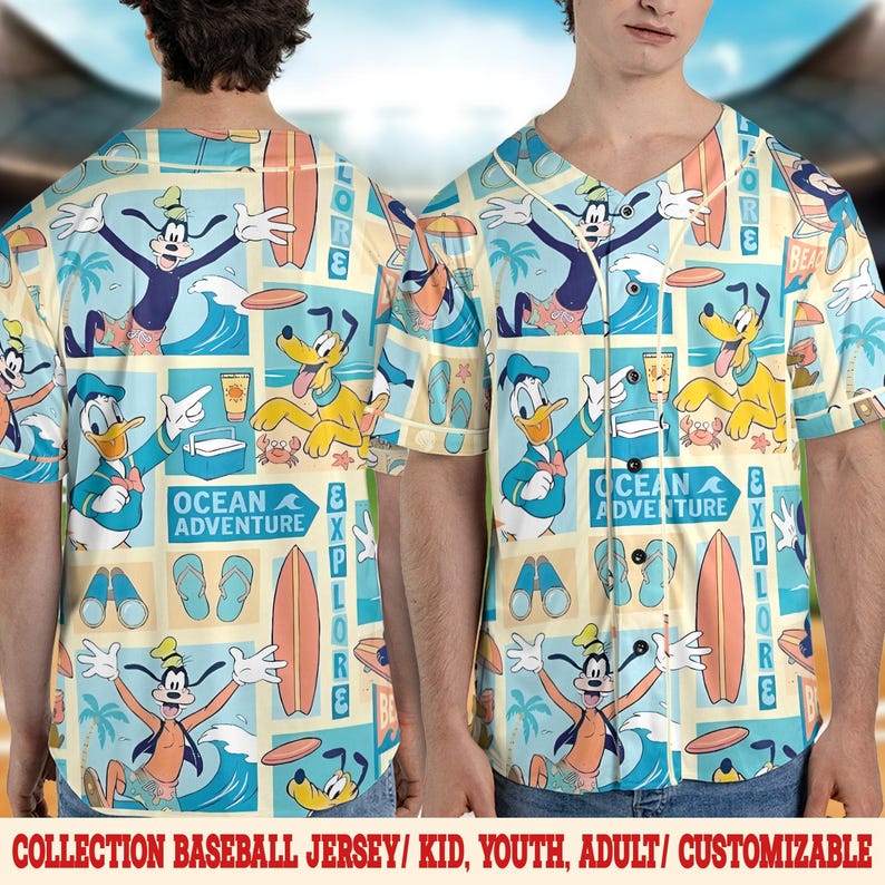 Disney Baseball Jersey, Disney Beach Hawaiian Jersey, Mickey and ...
