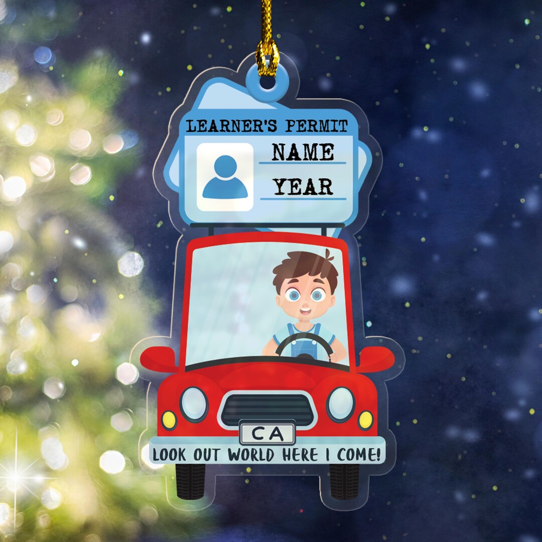 Personalized Male Driver Learner's Permit Christmas Ornament/learner's ...