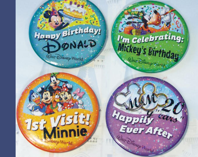 Disney Inspired Celebrations Buttons, Custom Birthday Buttons, Custom ...