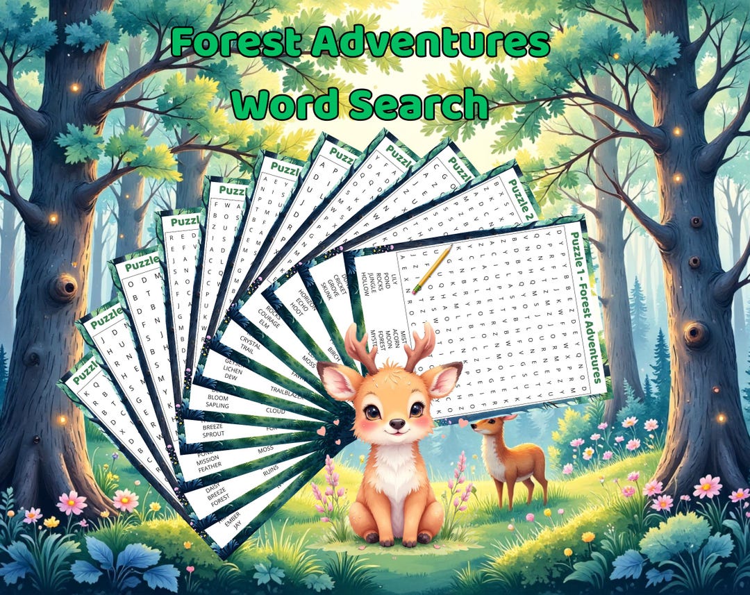 Forest Adventure Themed Word Search for Kids & Adults: Forest Adventure ...
