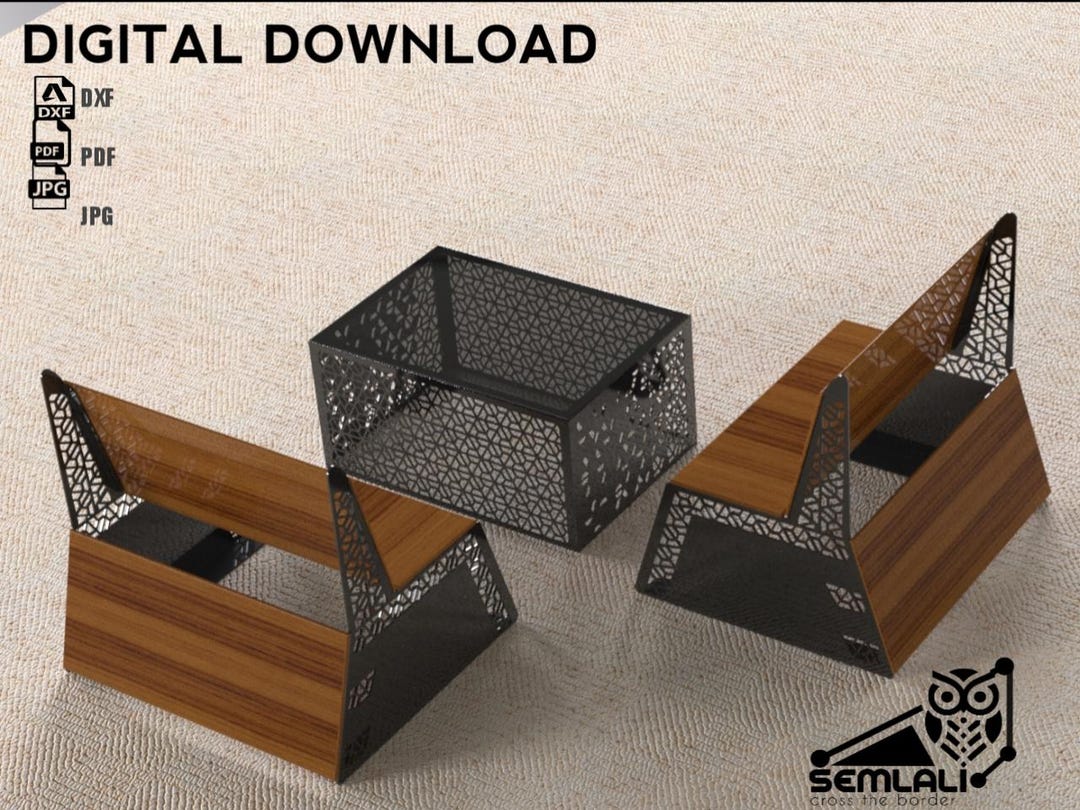 DXF FILES for Modern Set 3 Pcs of Wood and Metal 2 Chairs and Table - Etsy