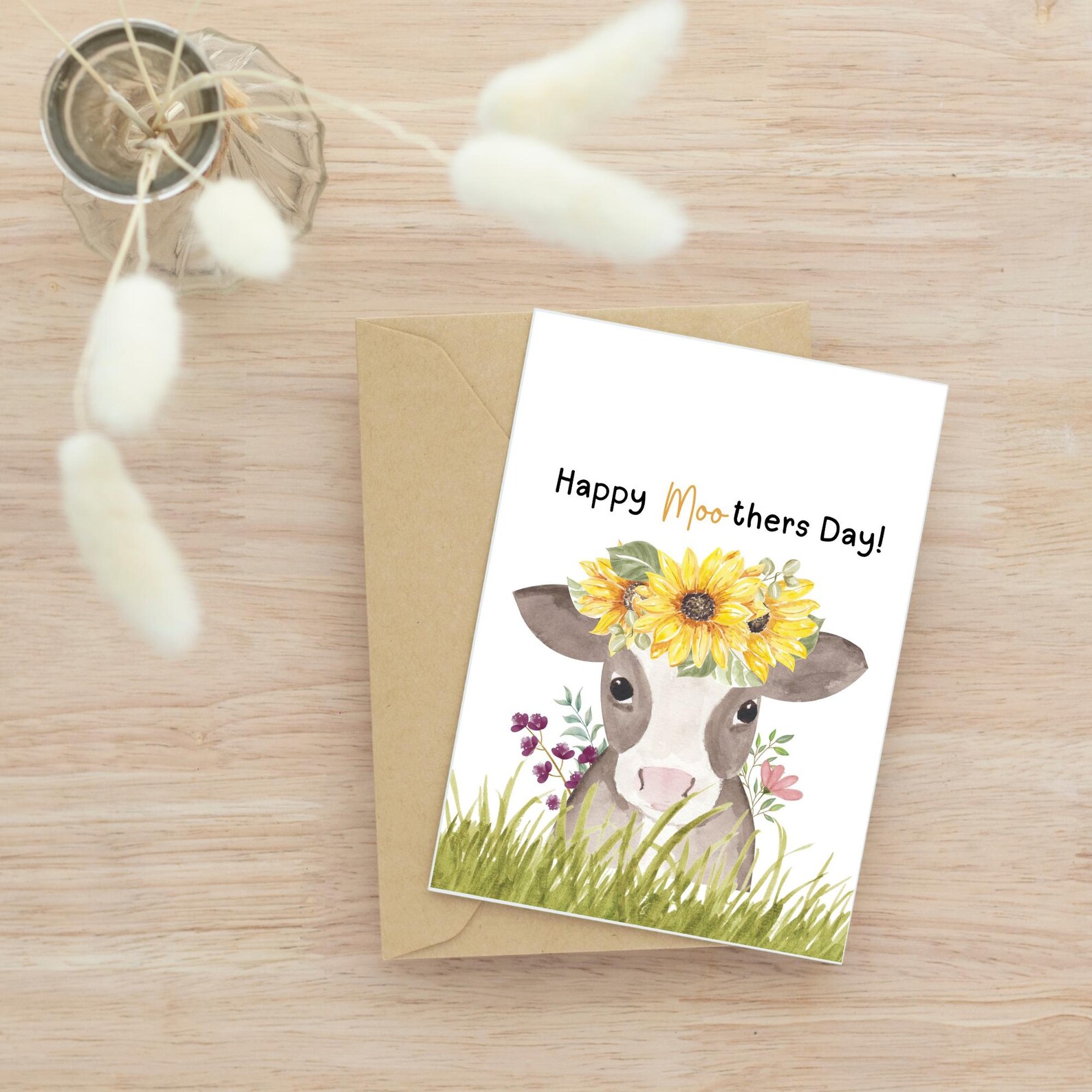 Funny Cow Mothers Day Card Printable, Happy Moo-thers Day Card, Farm ...