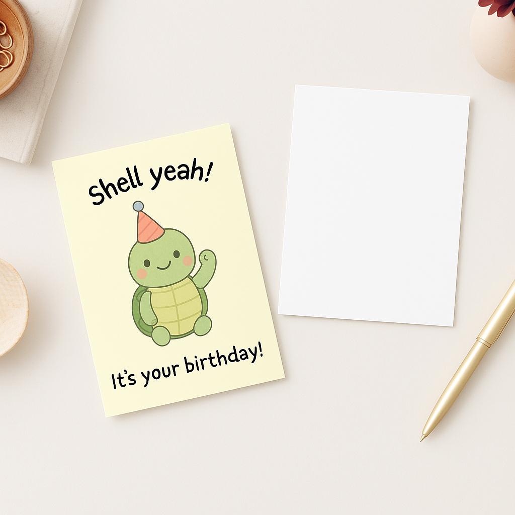 Turtle Birthday Card Printable - Shell Yeah Birthday Card - Cute Animal ...
